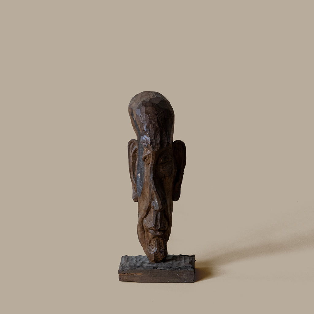 Zen human head wooden sculpture – adorewood